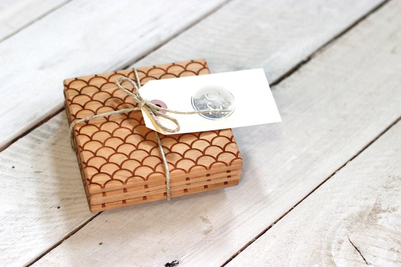 Scalloped Pattern Coaster Set (4) - Gerber Wood Products