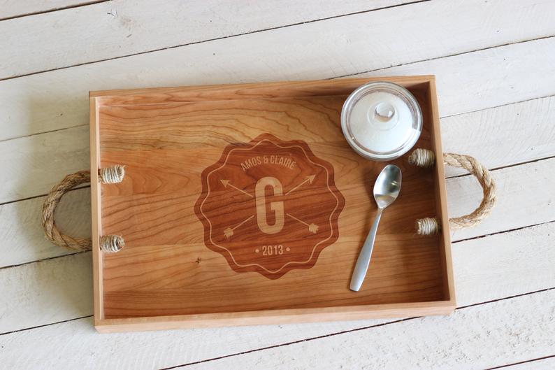 Personalized Badge Arrow Serving Tray - Names and Date - Gerber Wood ...