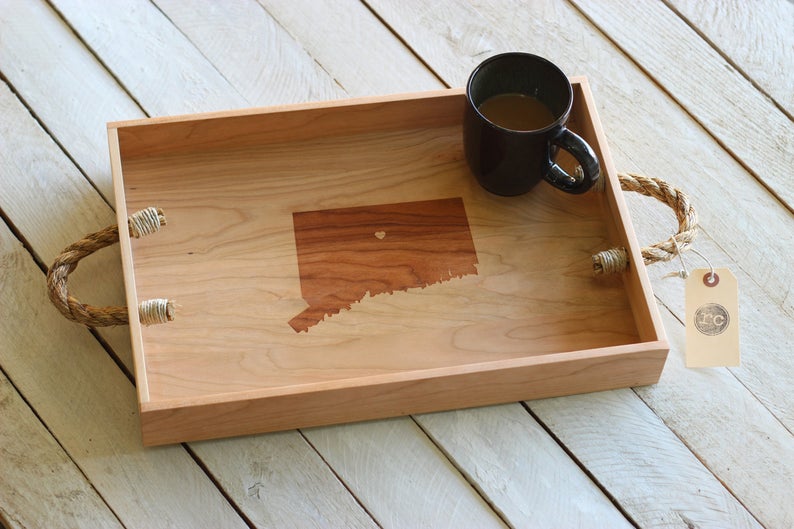 Personalized Serving Tray - Country or State, City - Gerber Wood Products
